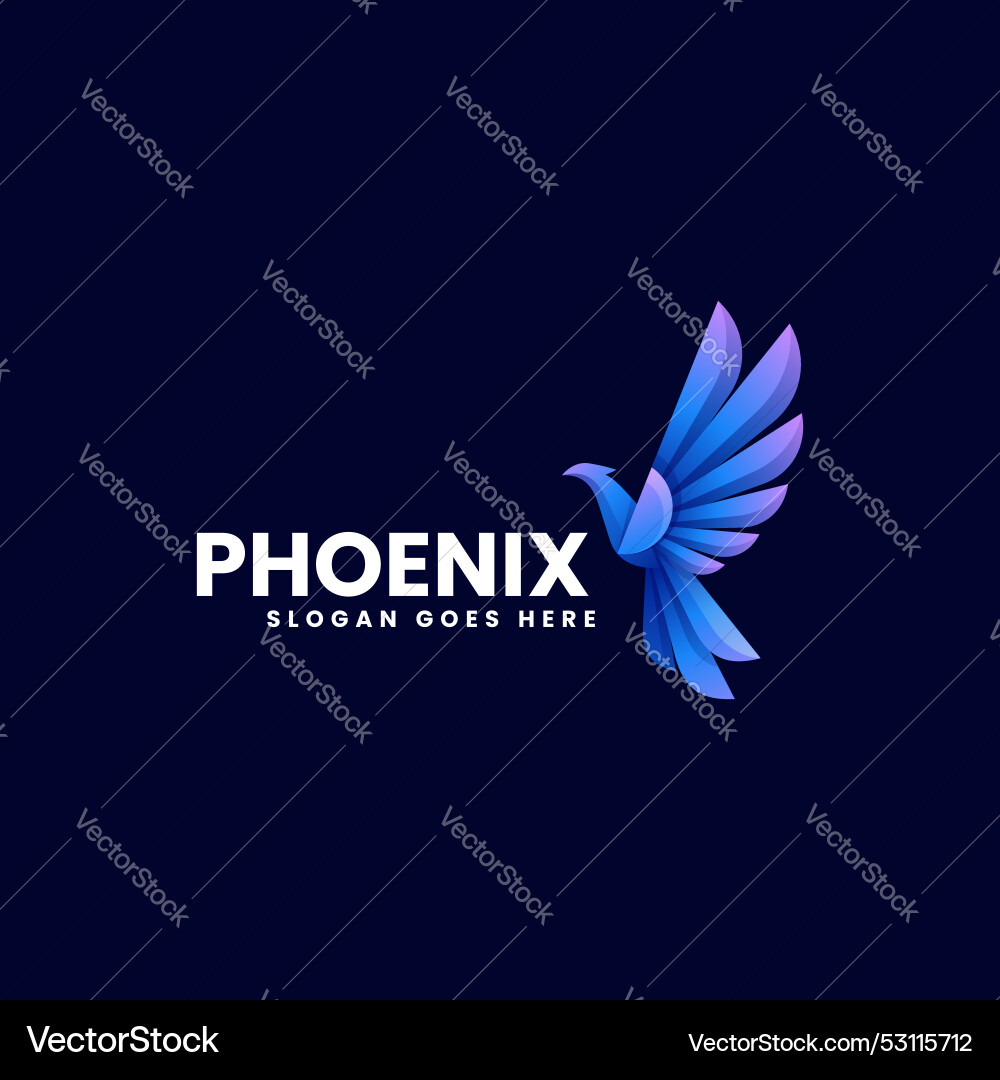 Logo phoenix gradient colorful style Royalty Free Vector
