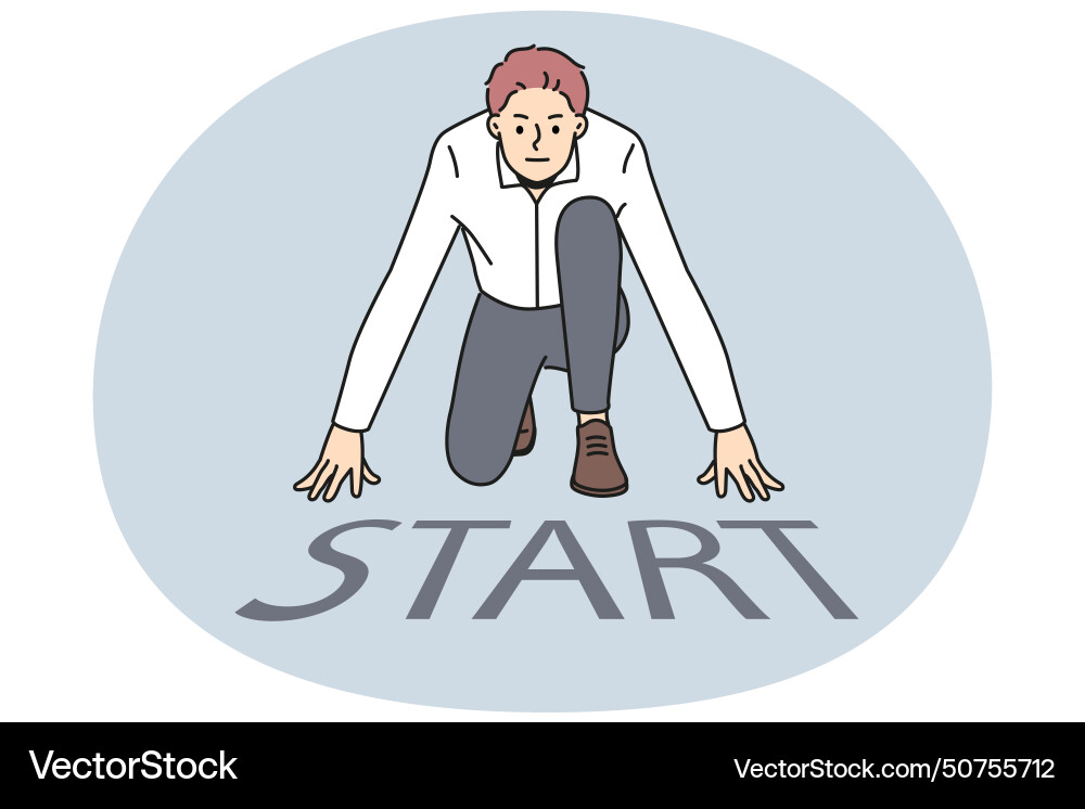 Motivated businessman get ready at start Vector Image
