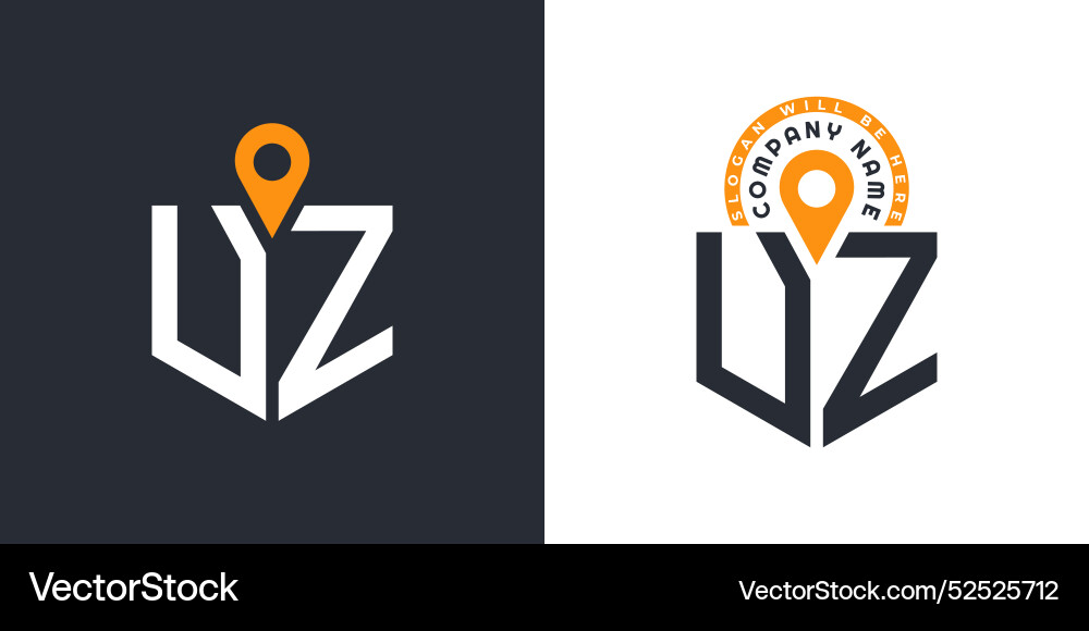 Uz location logo bundle letter dual icons Vector Image