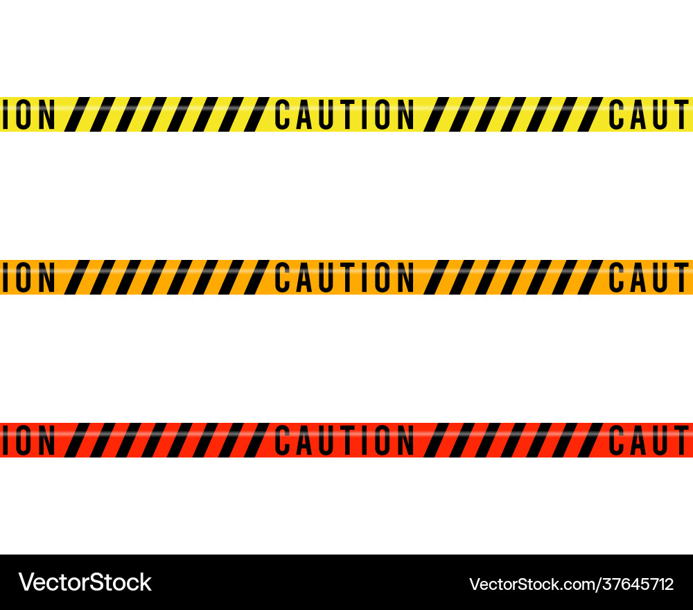 Yellow plastic caution tape or warning set Vector Image