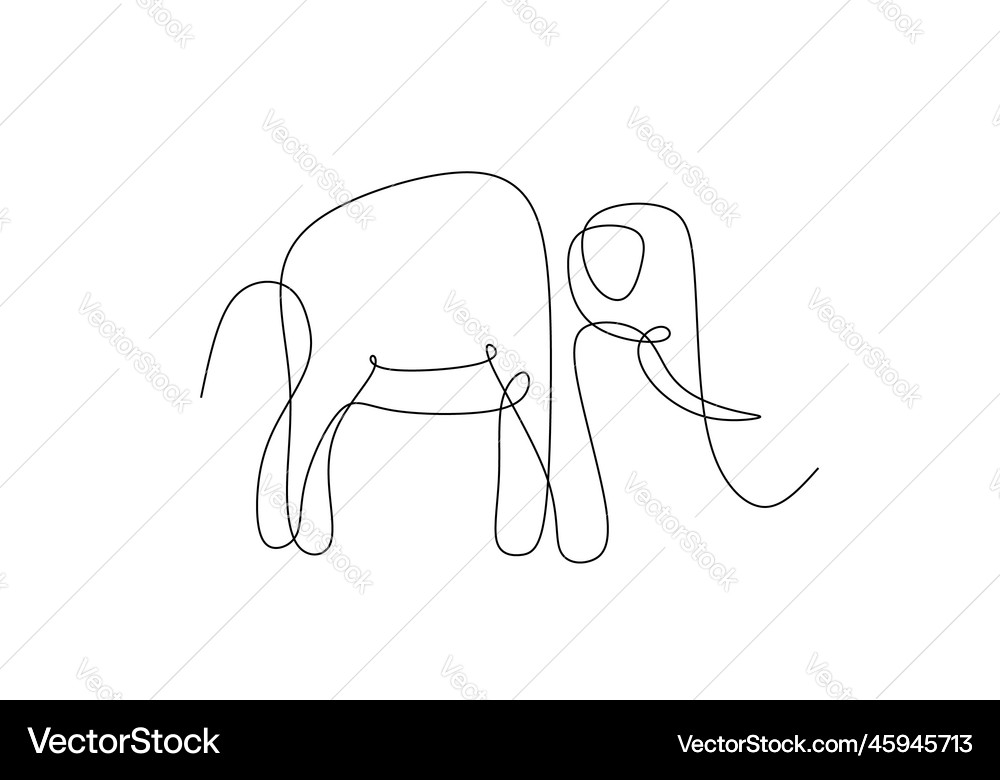 Continuous one line drawing of an elephant Vector Image
