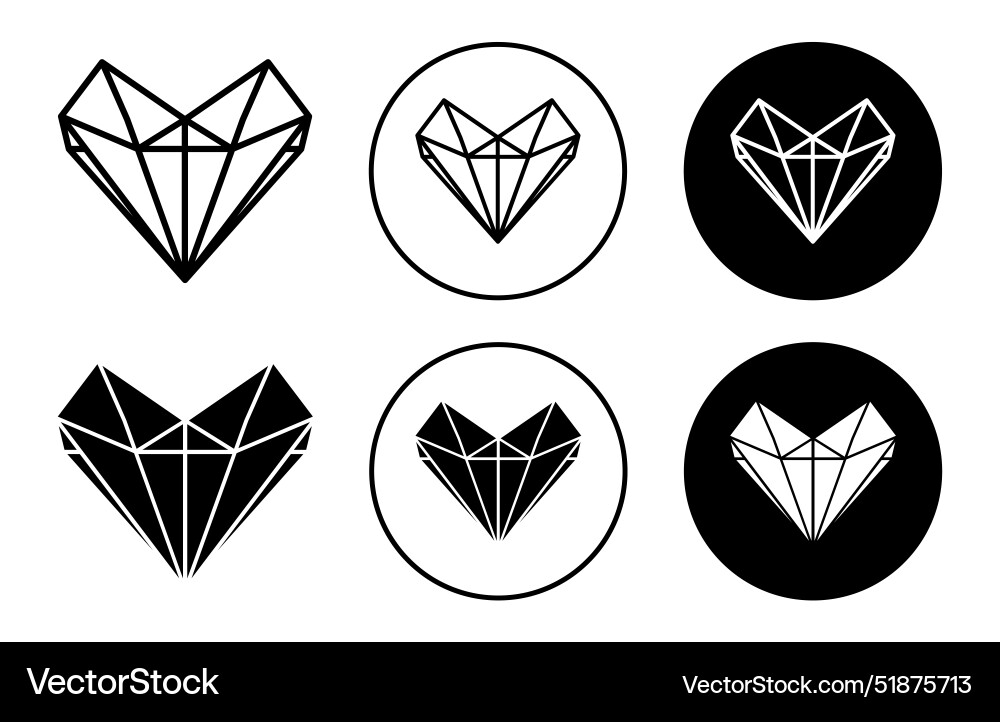 Heart shaped diamond icon outline flat icon Vector Image