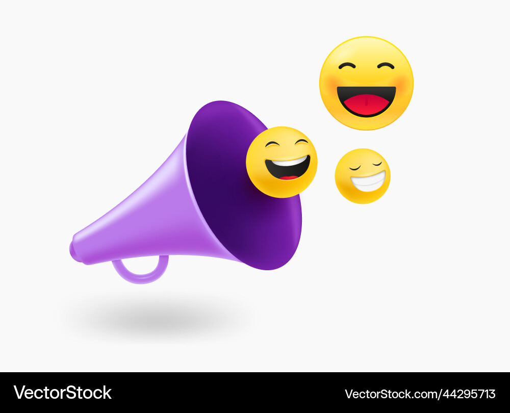 Loudspeaker with emoticons 3d Royalty Free Vector Image