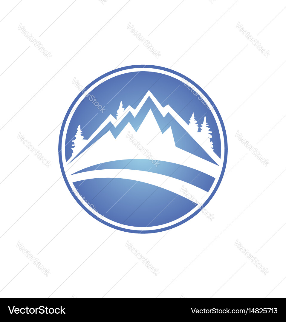Mountain icon round logo Royalty Free Vector Image