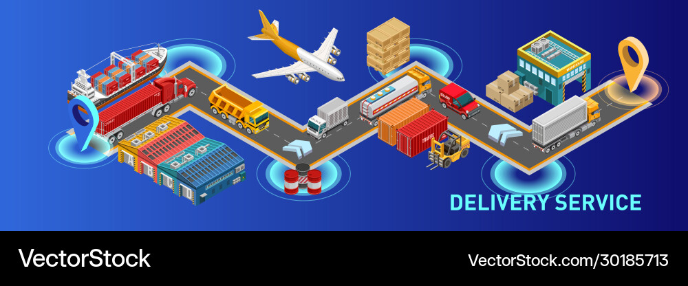 Route delivery from departure to arrival point Vector Image