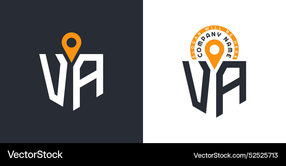 Va location logo bundle letter dual icons Vector Image