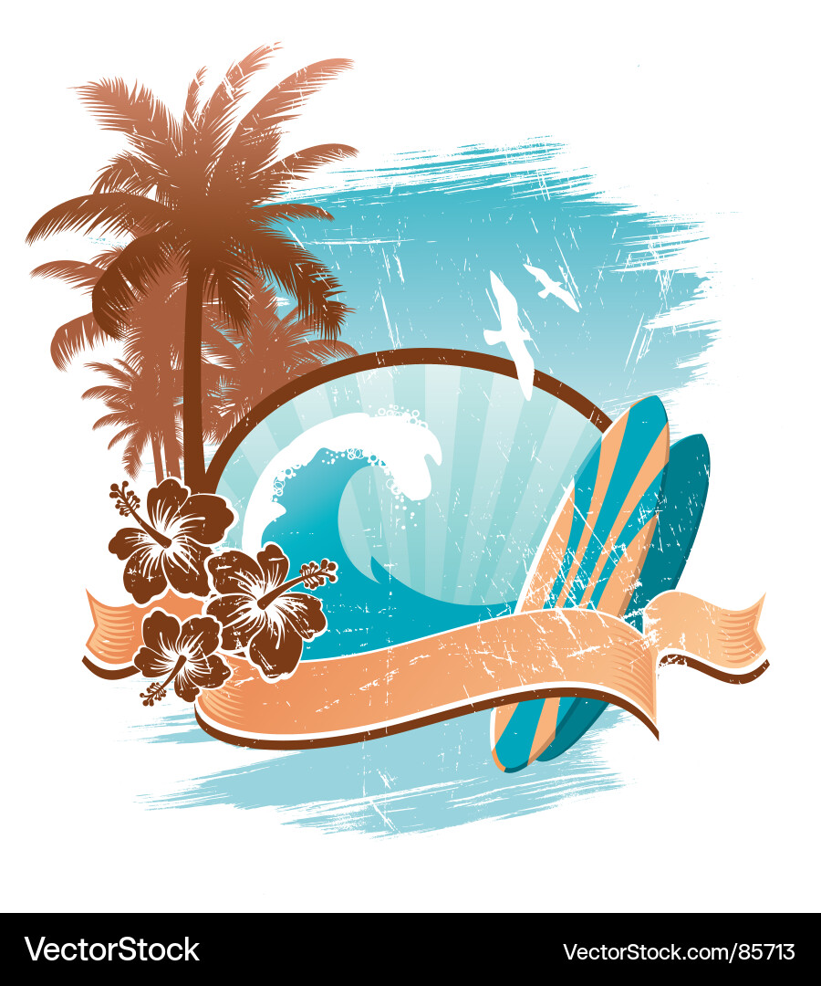 Vintage surfing emblem Royalty Free Vector Image