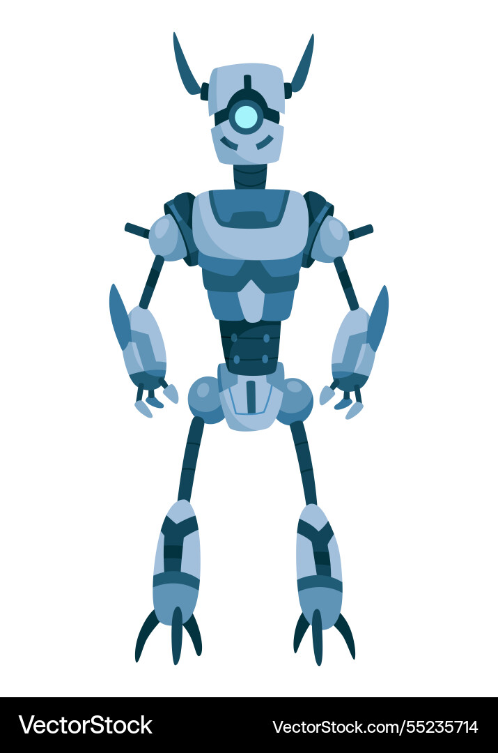 A vibrant and stylized blue robot character Vector Image