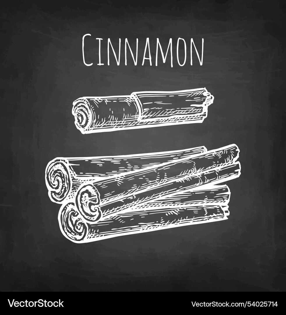 Cinnamon Sticks Chalk Drawing Royalty Free Vector Image