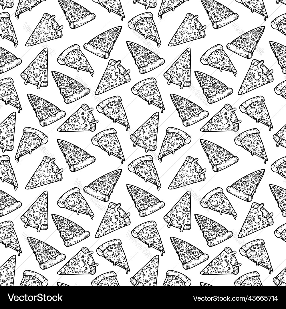 Doodle hand drawing pizza slice with melting Vector Image