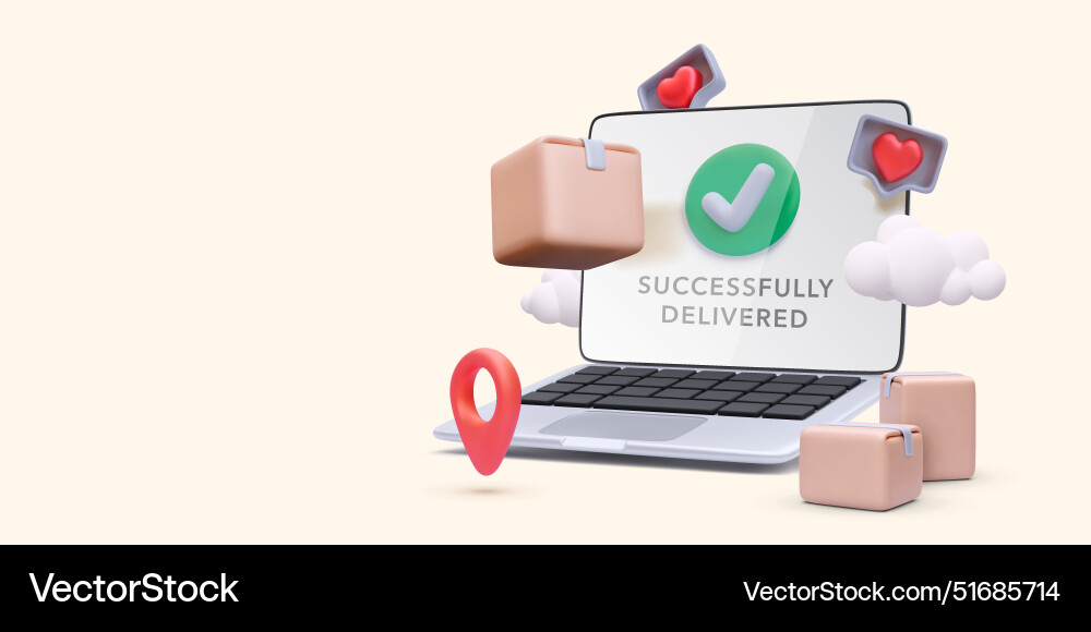 Fast delivery concept with realistic laptop Vector Image