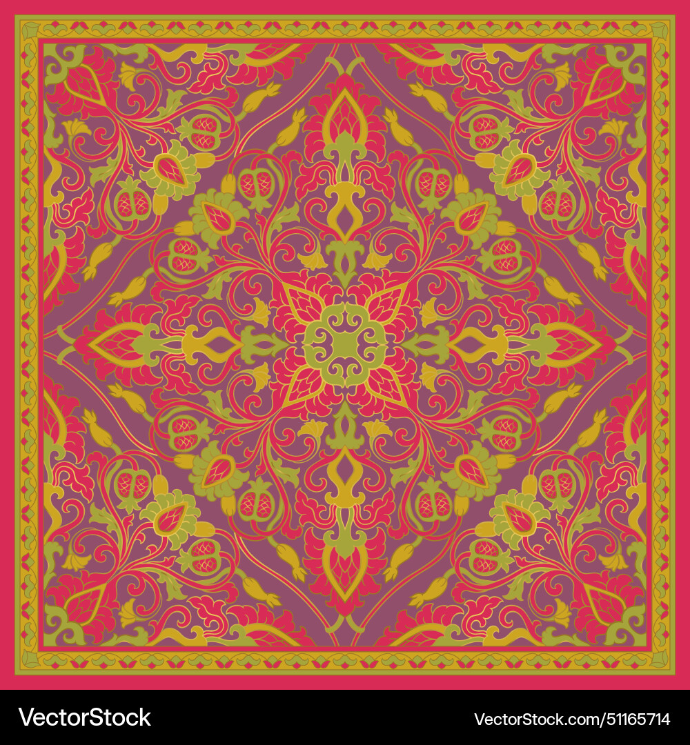 Floral vintage scarf design Royalty Free Vector Image