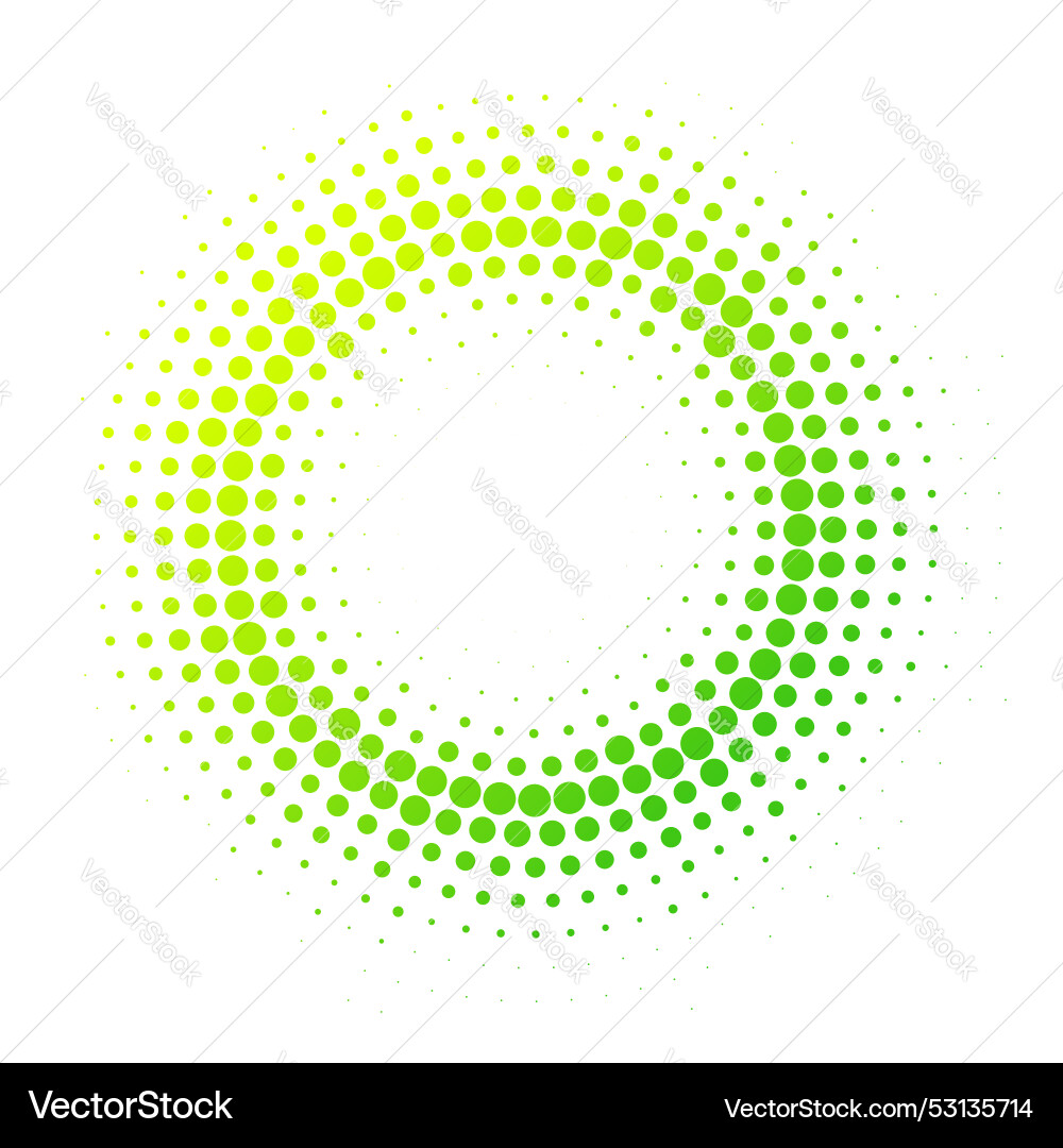 Halftone dotted green gradient frame isolated Vector Image