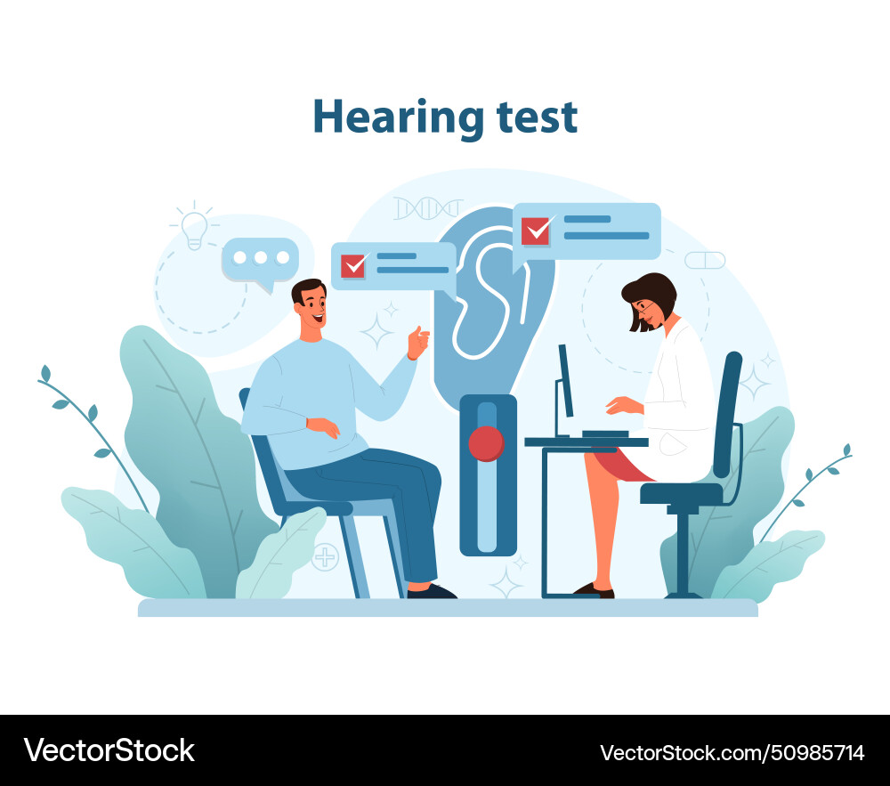 Hearing test procedure detailed Royalty Free Vector Image
