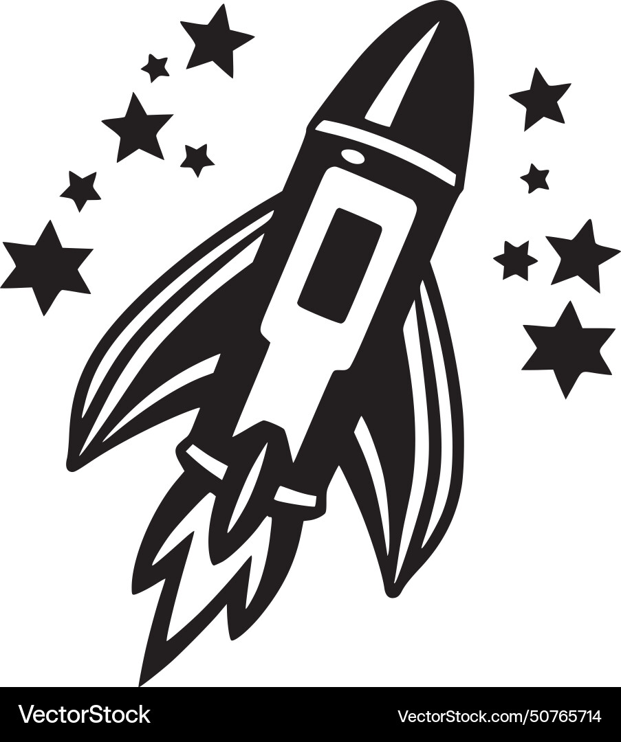 Rocket - black and white isolated icon Royalty Free Vector
