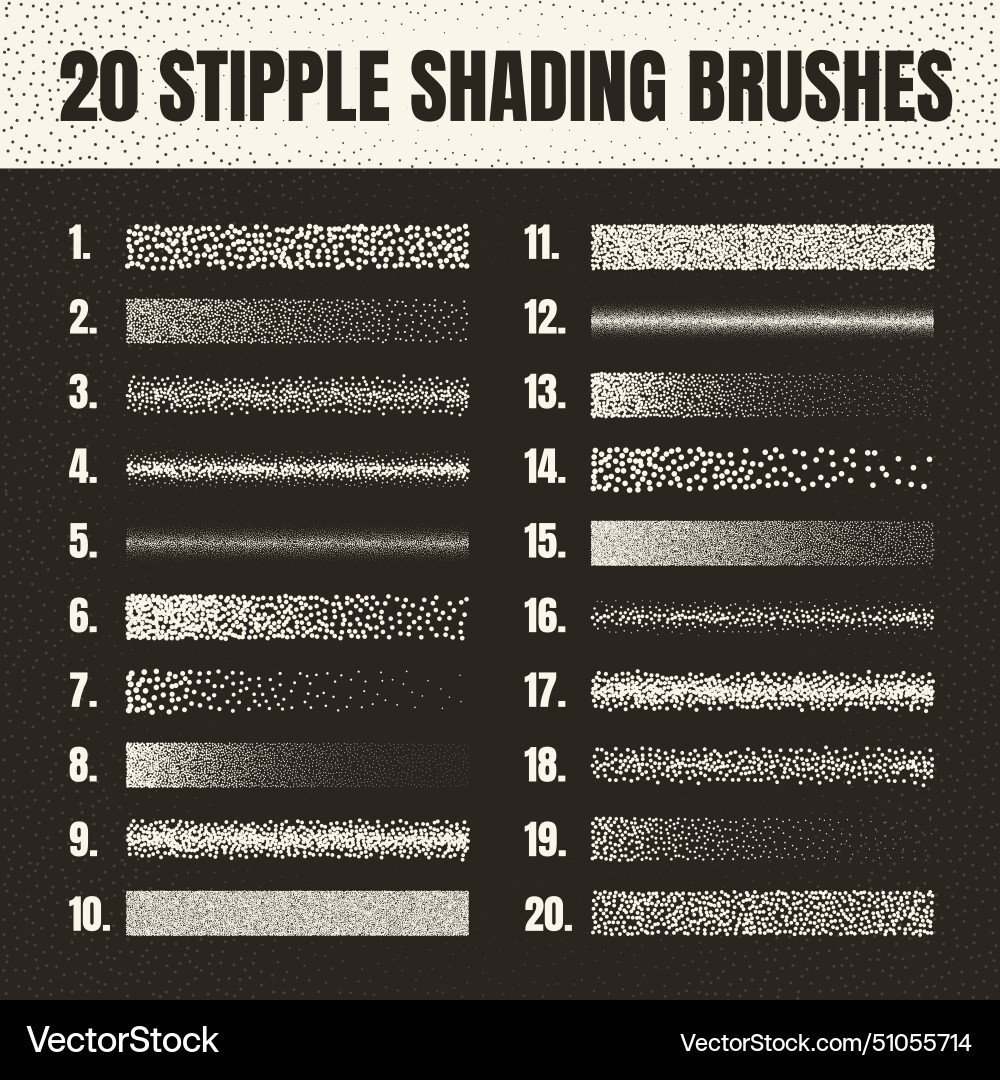 Stipple scatter brush ink drawing and texturing Vector Image