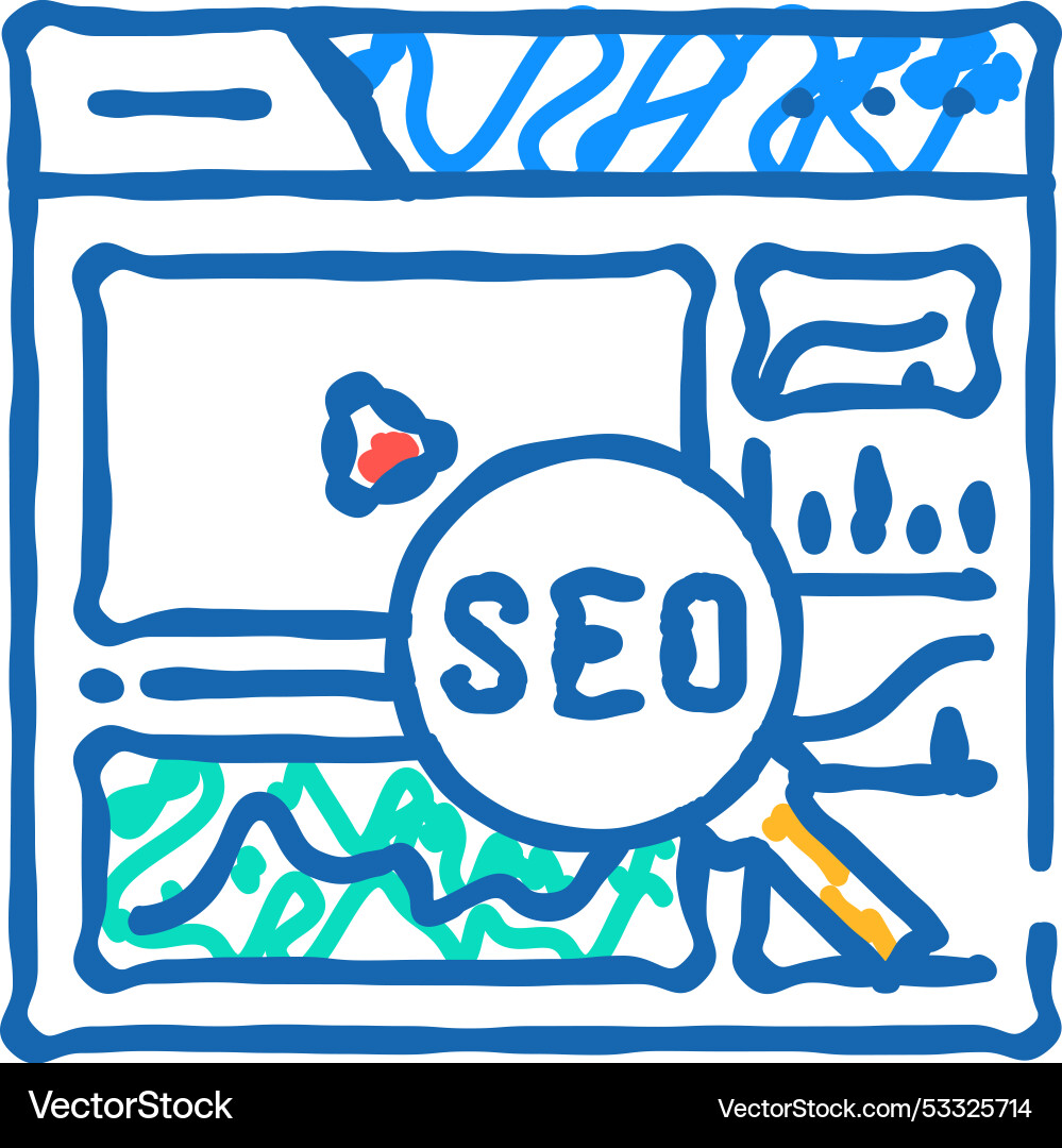 Video seo icon doodle Royalty Free Vector Image