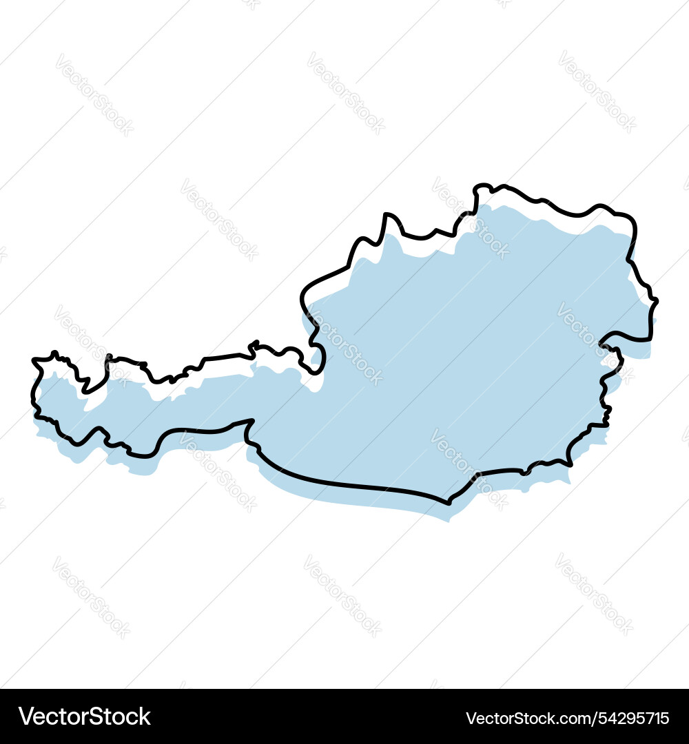 Austria map with body and outline isolated Vector Image