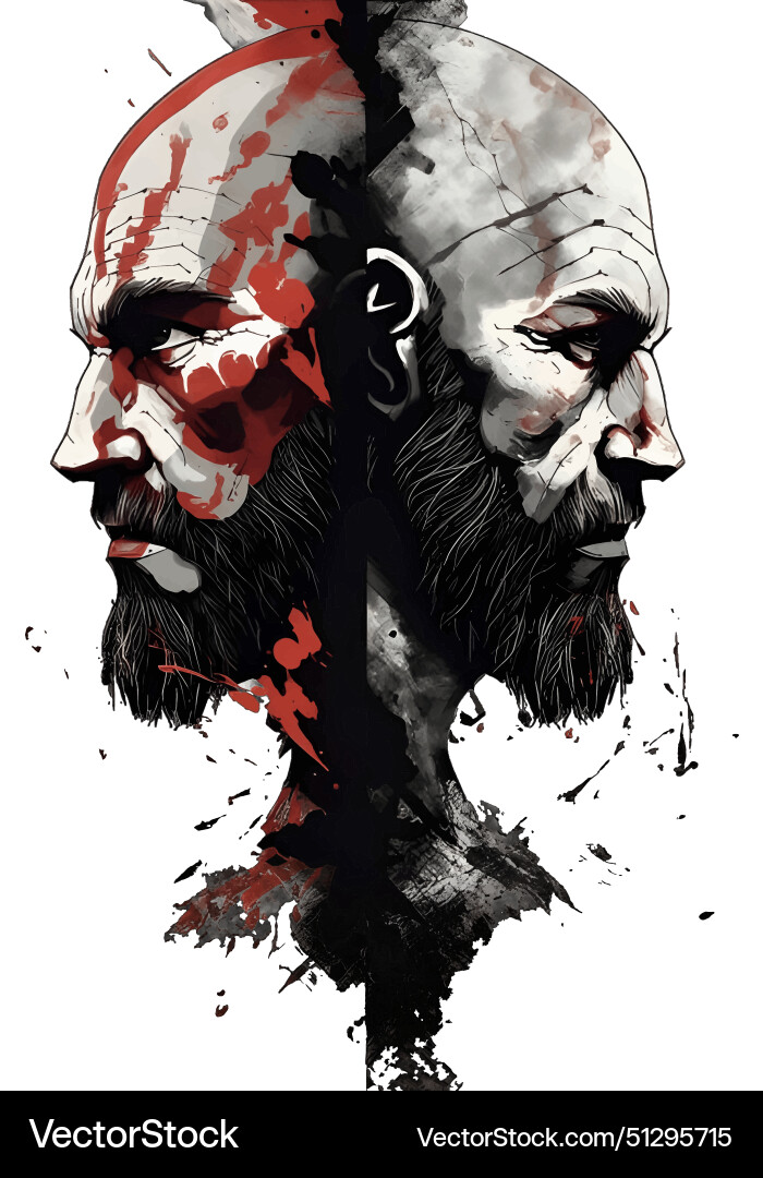 Black silhouette of two faces on white background Vector Image