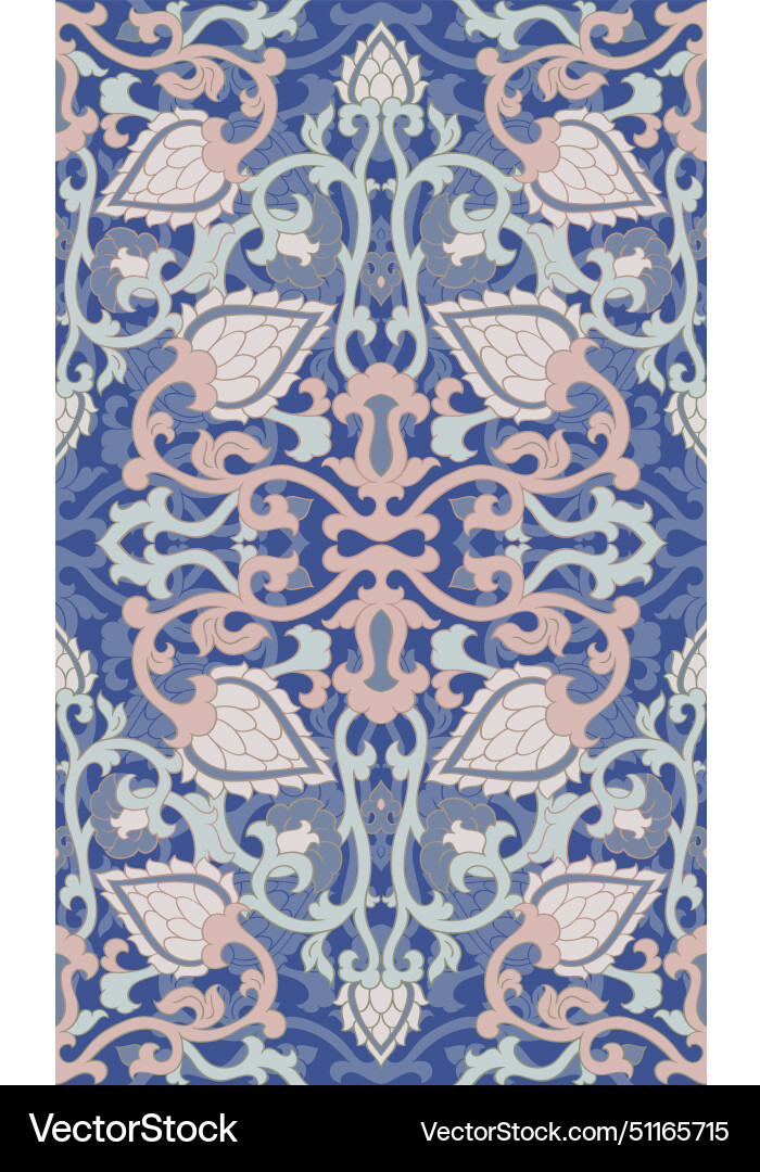 Blue and pink floral medieval pattern Royalty Free Vector