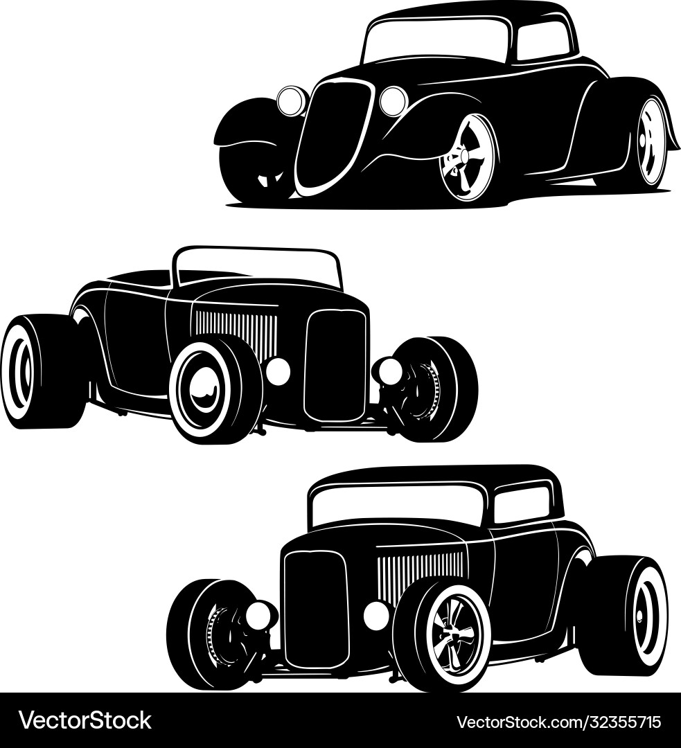 Classic Hot Rod Silhouettes Royalty Free Vector Image