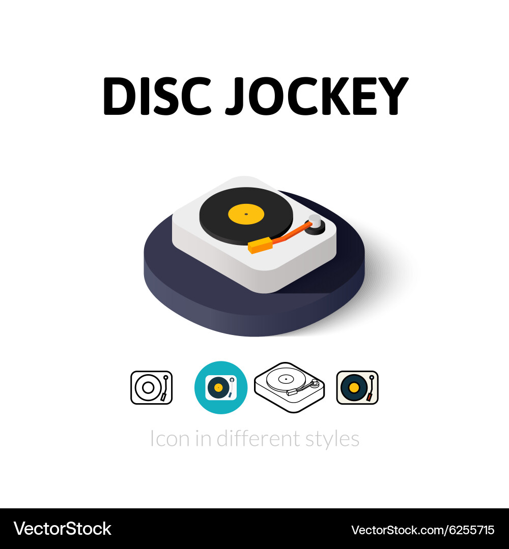 Disc jockey icon in different style Royalty Free Vector