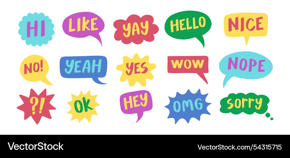 Handwritten Speech Bubbles & Words Royalty Free Vector