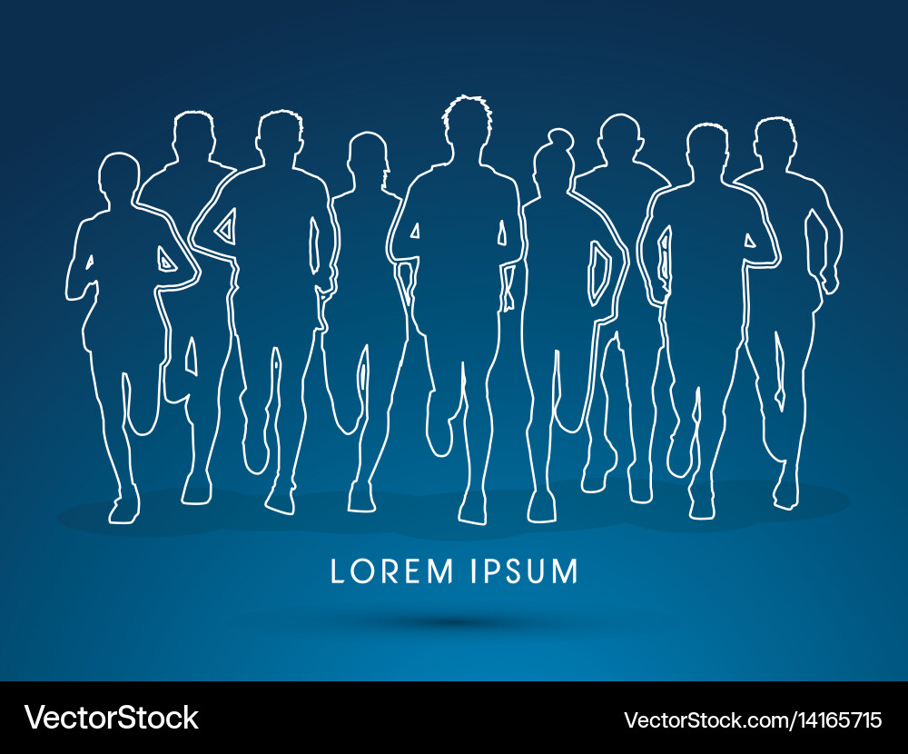 Marathon running outline Royalty Free Vector Image
