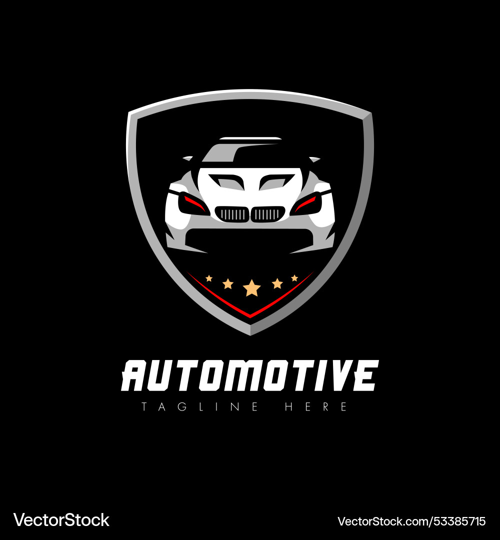 Sports car in shield Royalty Free Vector Image