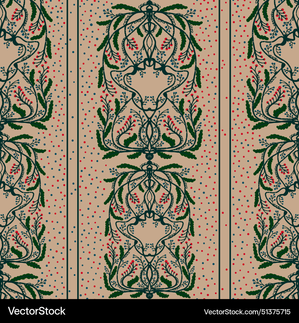Wild grass pattern with berries symmetrical Vector Image