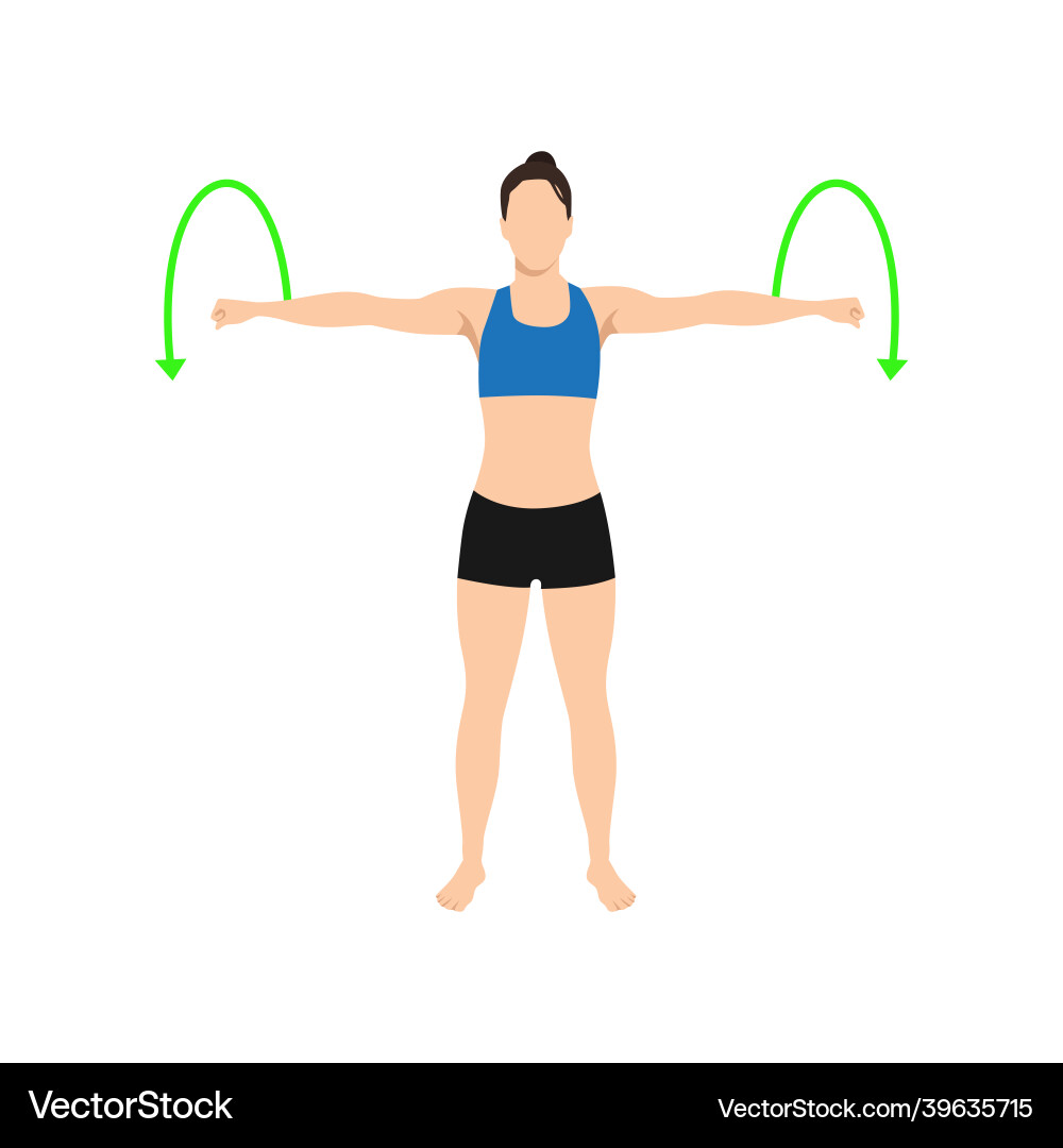 Woman doing arm circles exercise flat Royalty Free Vector