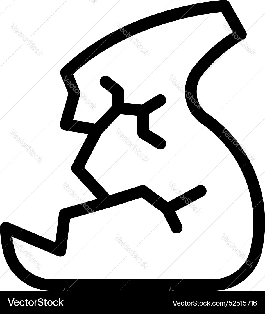Broken bone outline showing fracture Royalty Free Vector