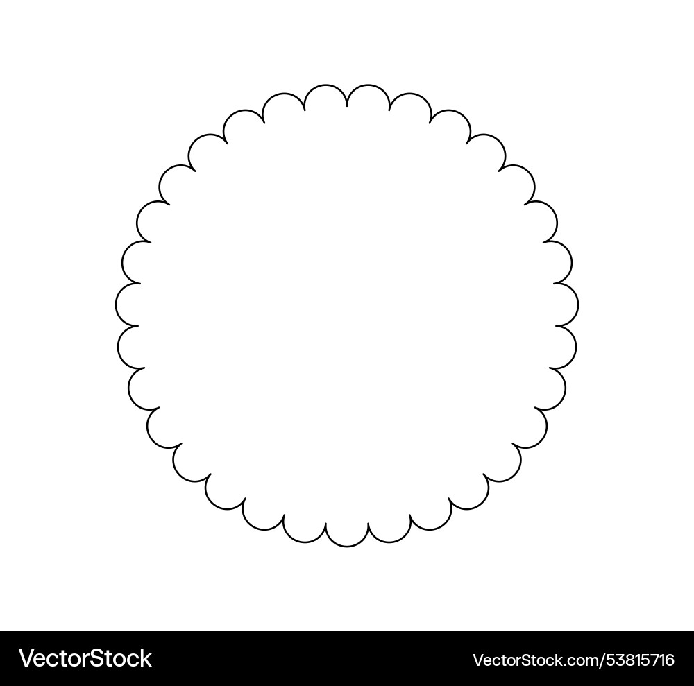 Circle scalloped frame edge round shape Royalty Free Vector