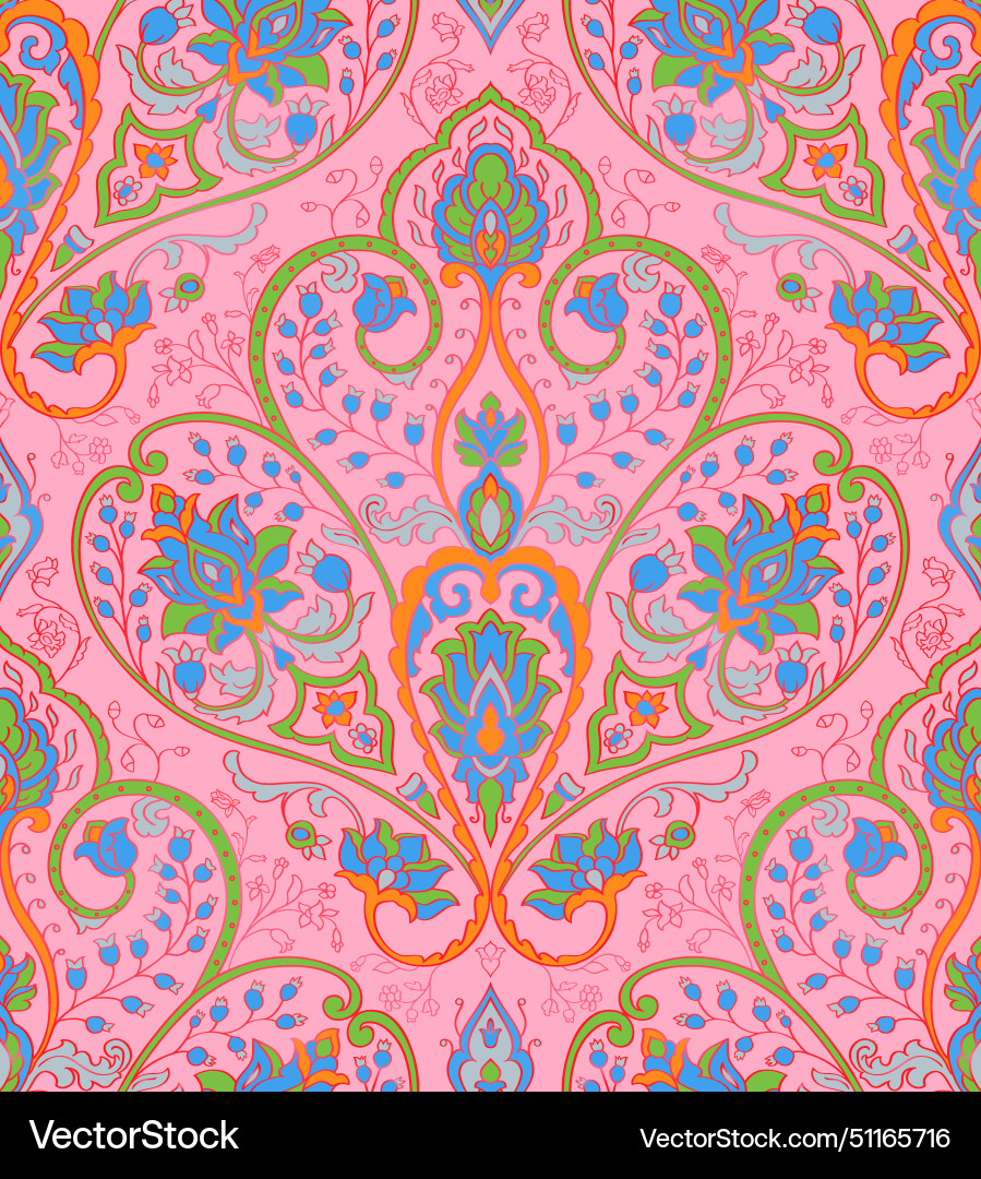 Colorful floral damask traditional pattern Vector Image