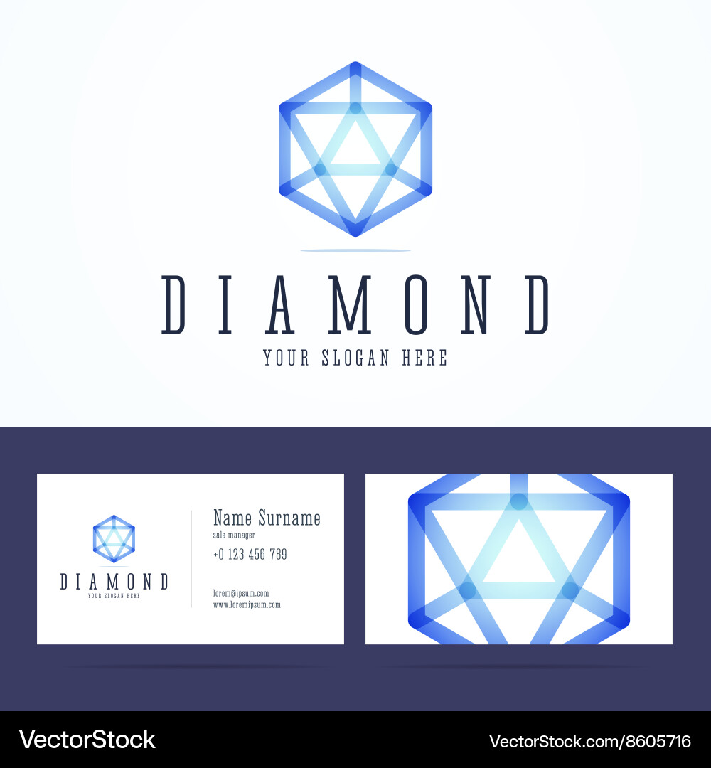 Diamond logo and business card template Royalty Free Vector