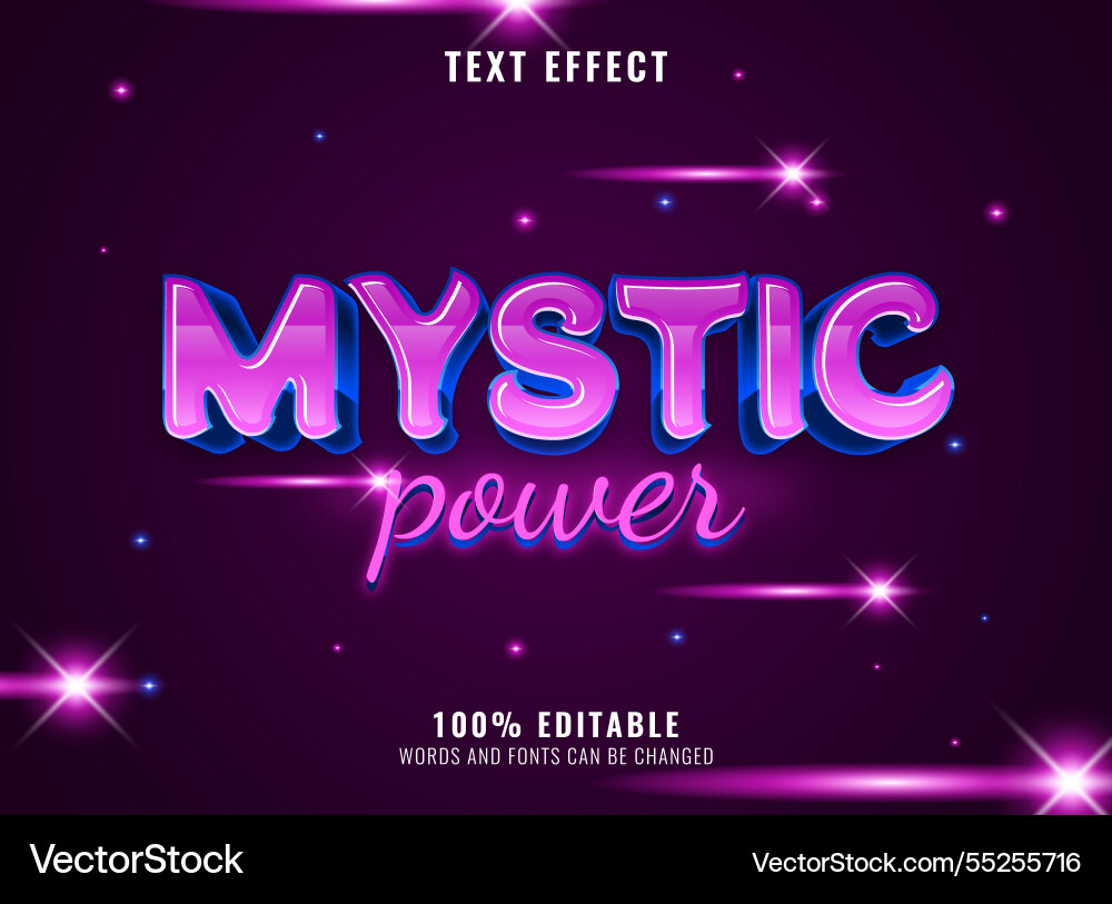 Fantasy violet mystic power text effect Royalty Free Vector