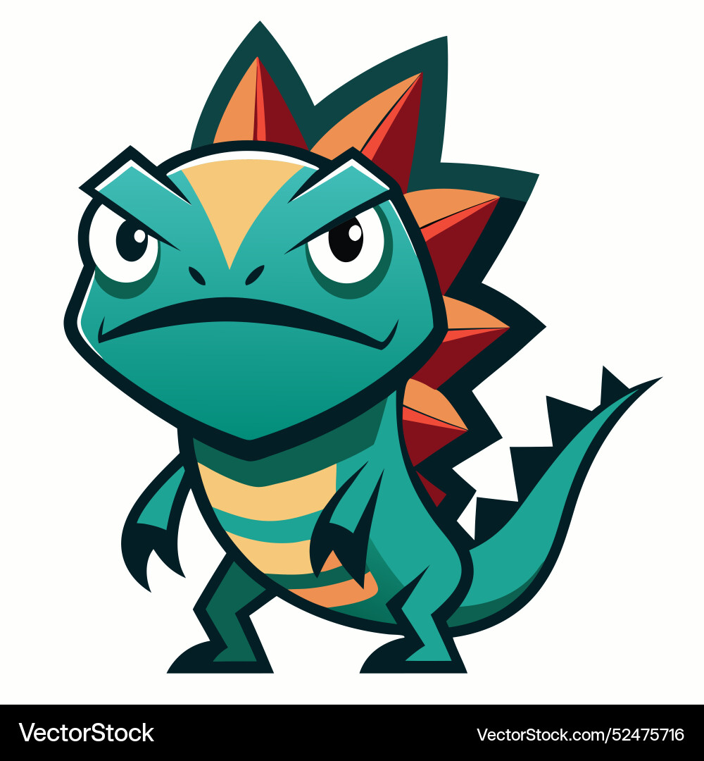 Frilled lizard angry kawaii Royalty Free Vector Image
