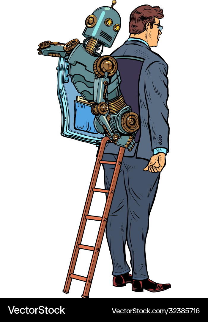 Robot pretends to be human artificial Royalty Free Vector