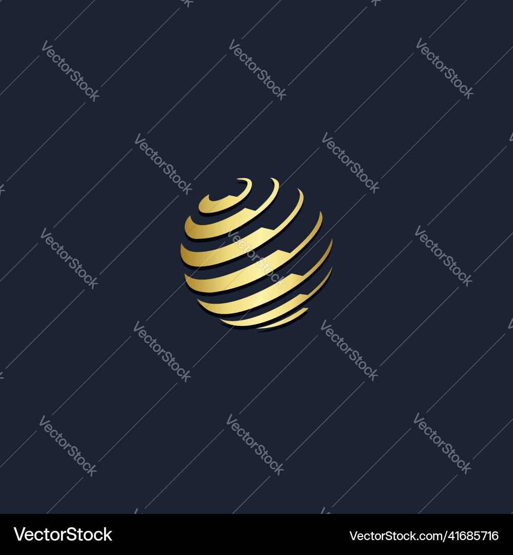 Round sphere orbit technology gold logo Royalty Free Vector
