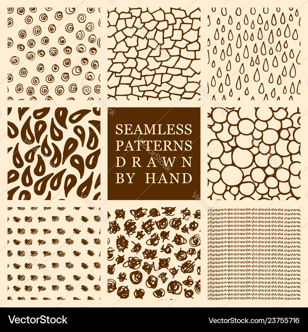 Set of hand drawn seamless patterns Royalty Free Vector