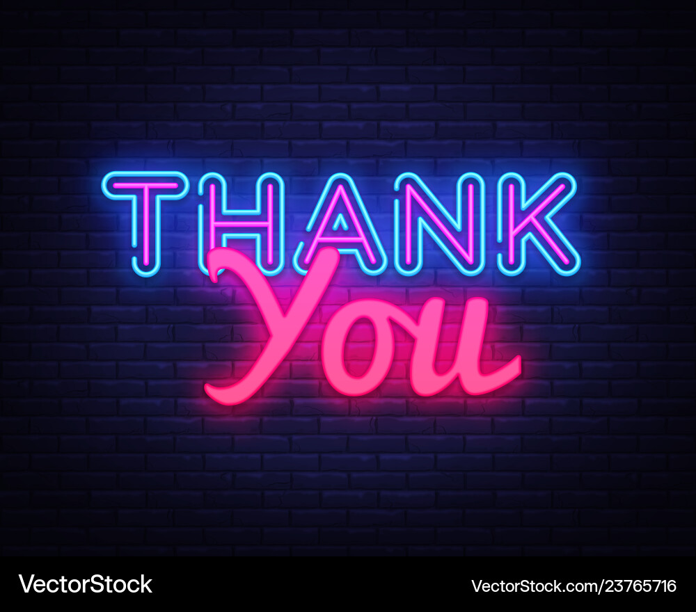 Thank you neon sign design Royalty Free Vector Image