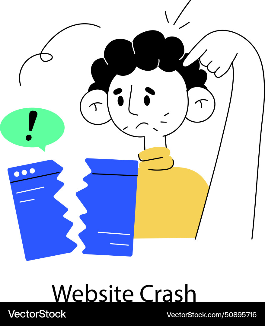 Website crash Royalty Free Vector Image - VectorStock