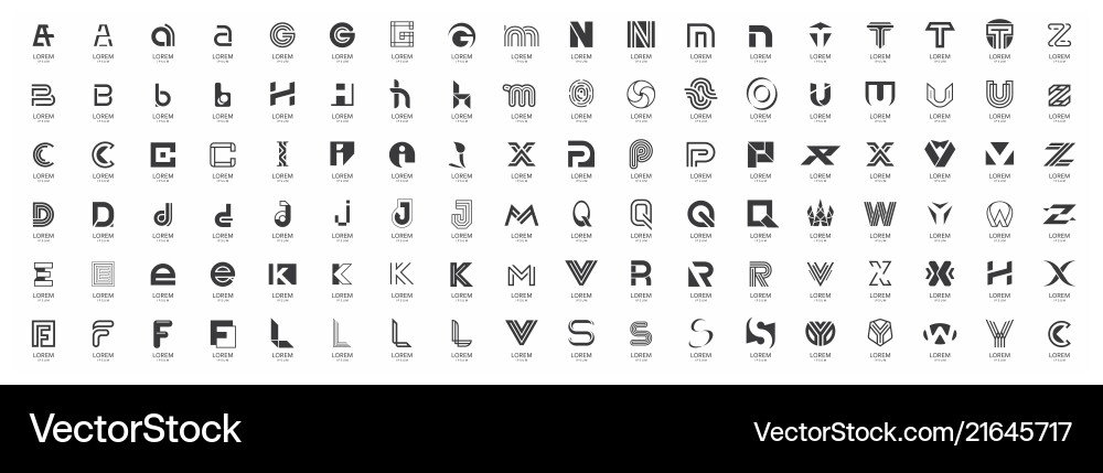 Abstract logos mega collection with letters Vector Image