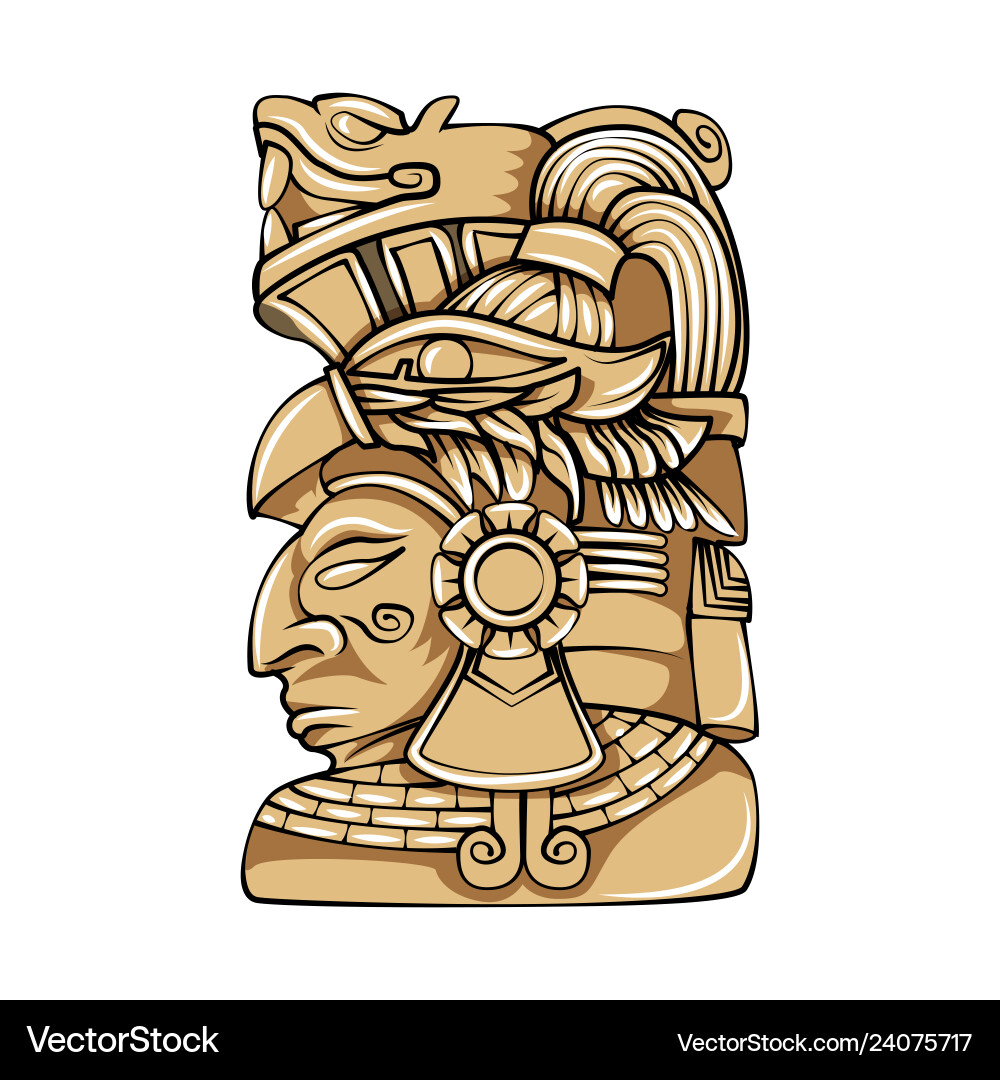 Aztec statue head Royalty Free Vector Image - VectorStock