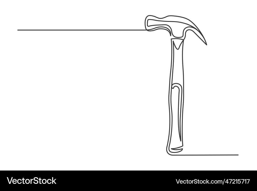 Continuous one line hammer Royalty Free Vector Image