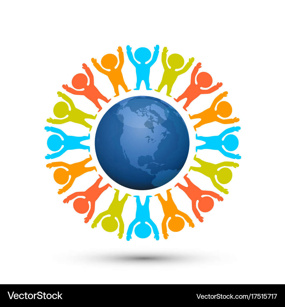 Earth globe with people planet Royalty Free Vector Image