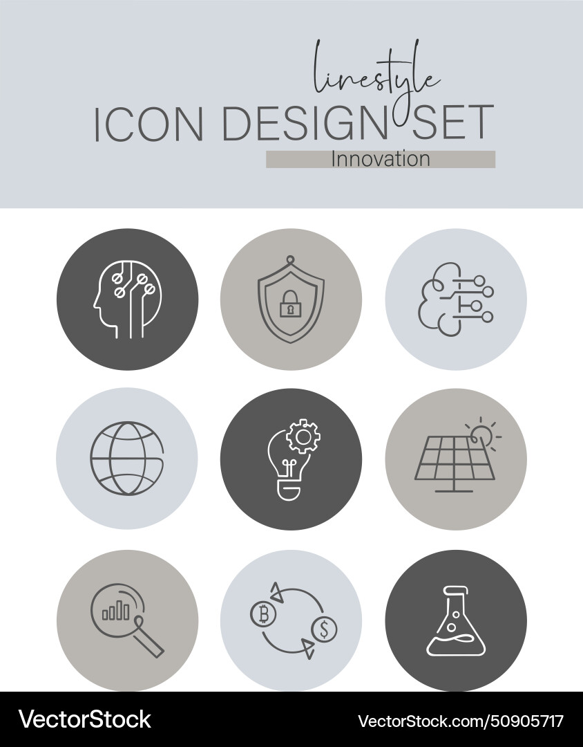 Linestyle icon design set innovation Royalty Free Vector