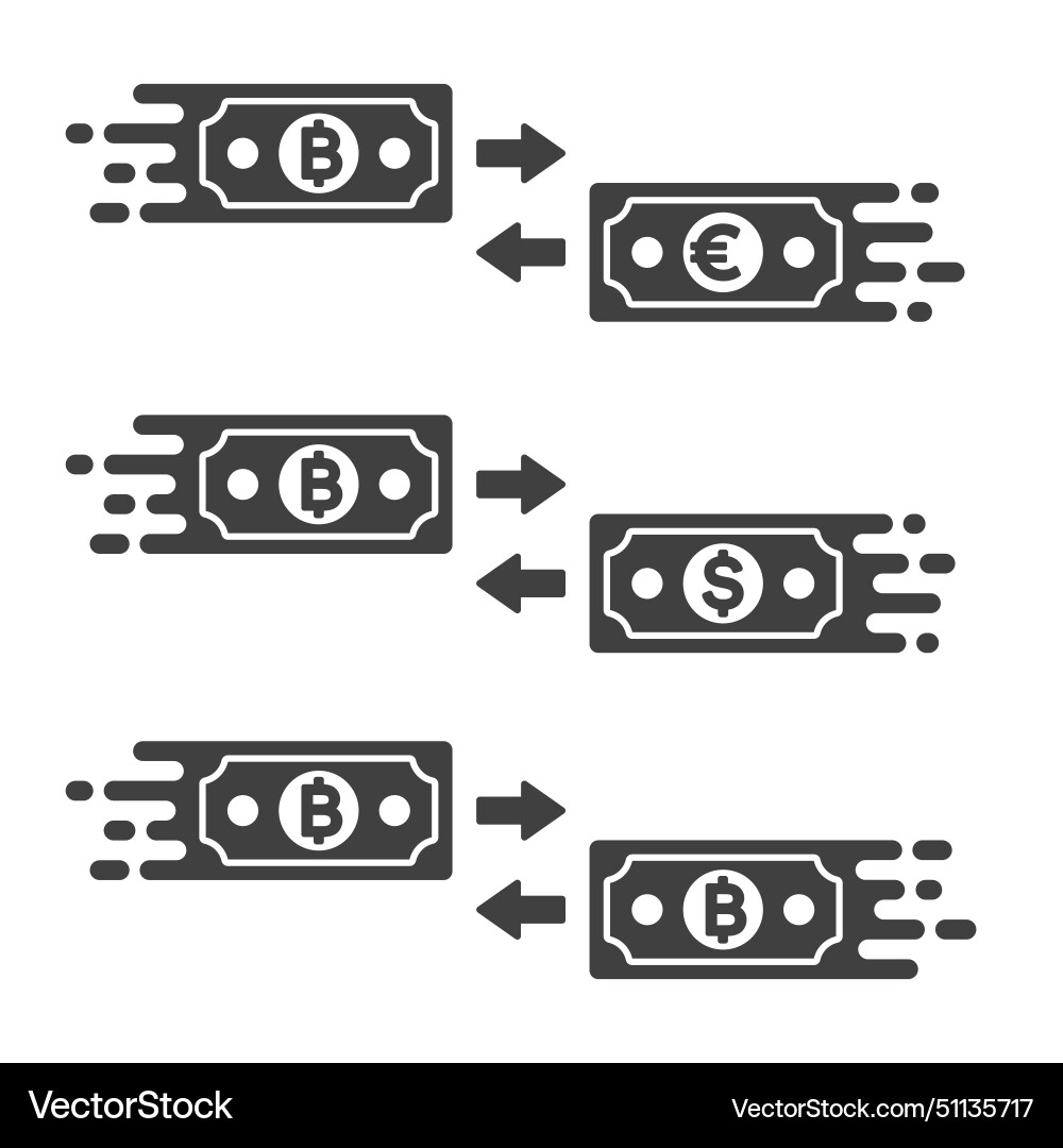 Money transfer icons set currency exchange logo Vector Image
