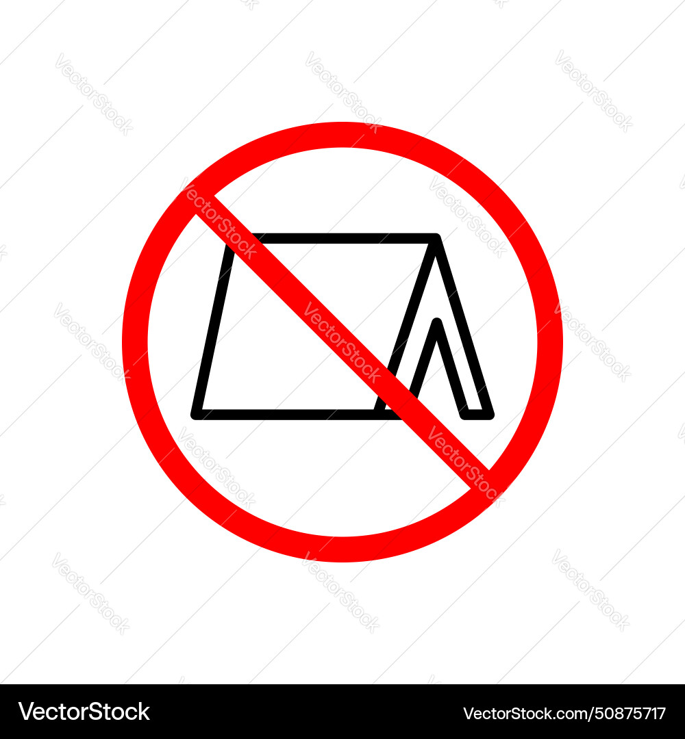 No camping sign icon set prohibition Royalty Free Vector