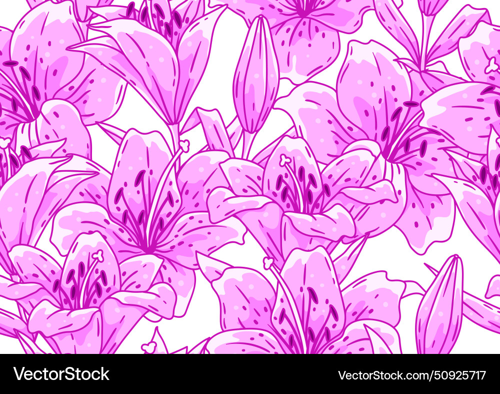 Pattern with lilies flowers beautiful decorative Vector Image